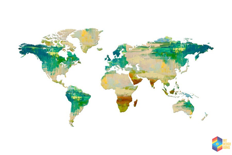 Artistic World Map I by ARTenyo art Wall Art
