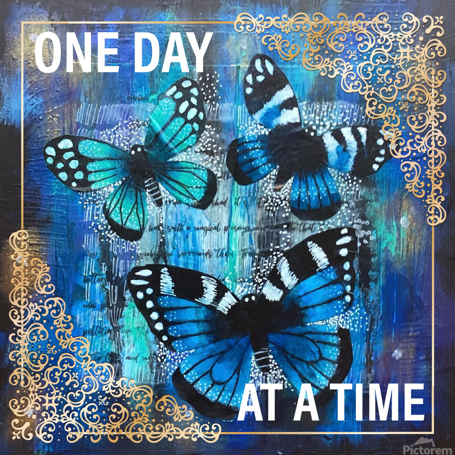 One day at a time Recovery Slogan Butterfly Painting by Recovery ...