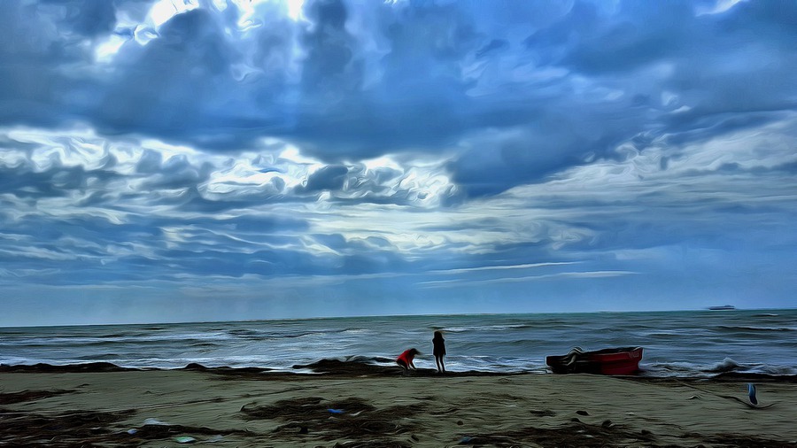 God Rays Beach Days by J R Picard Wall Art