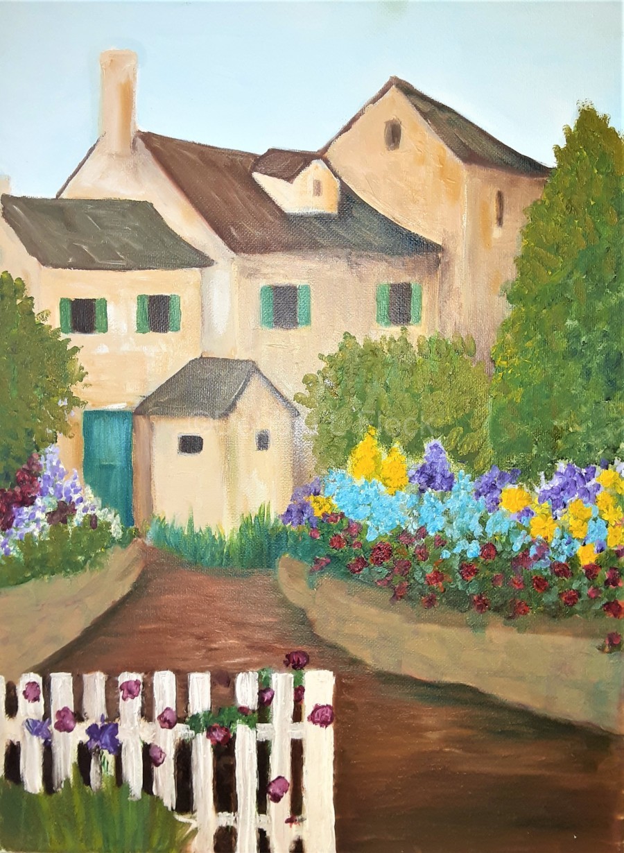 Old English Cottage by Debbie L Fleck Wall Art