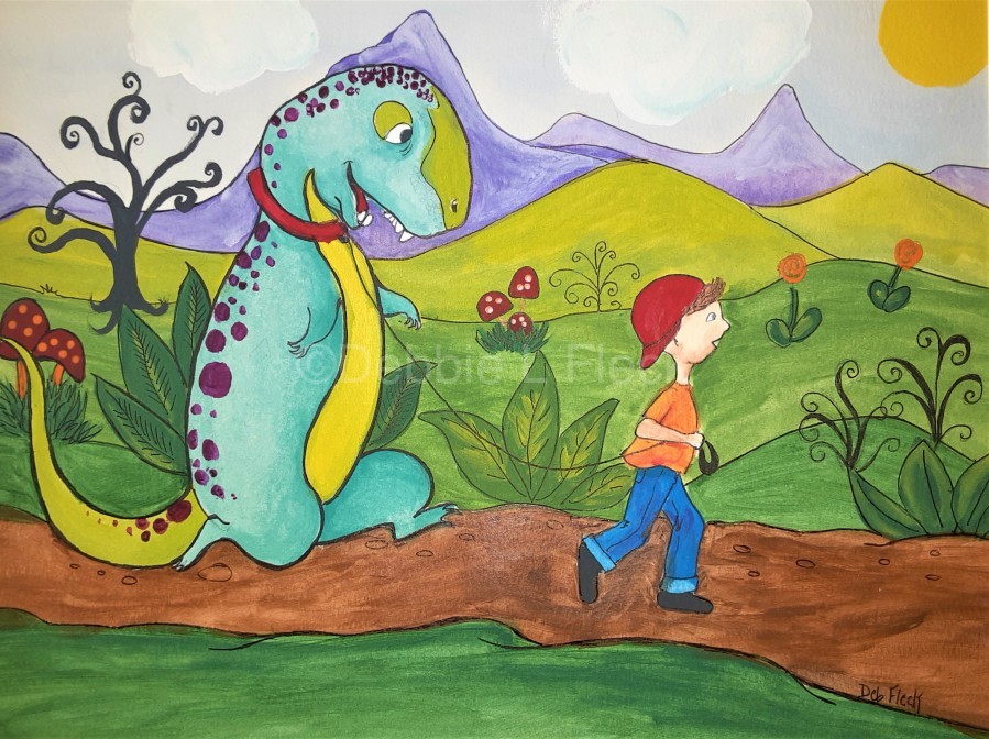Dino Buddy by Debbie L Fleck Wall Art