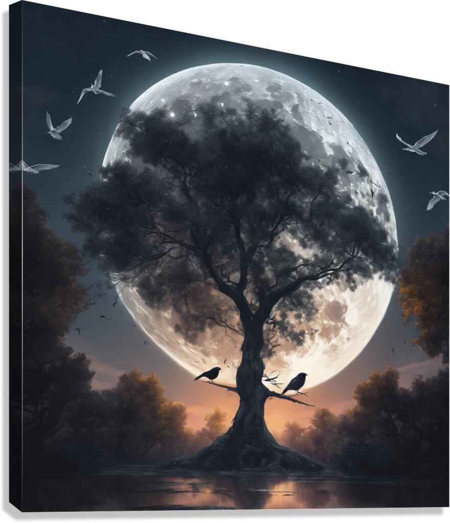 picture in which the moon is With atree by HishamAli Wall Art