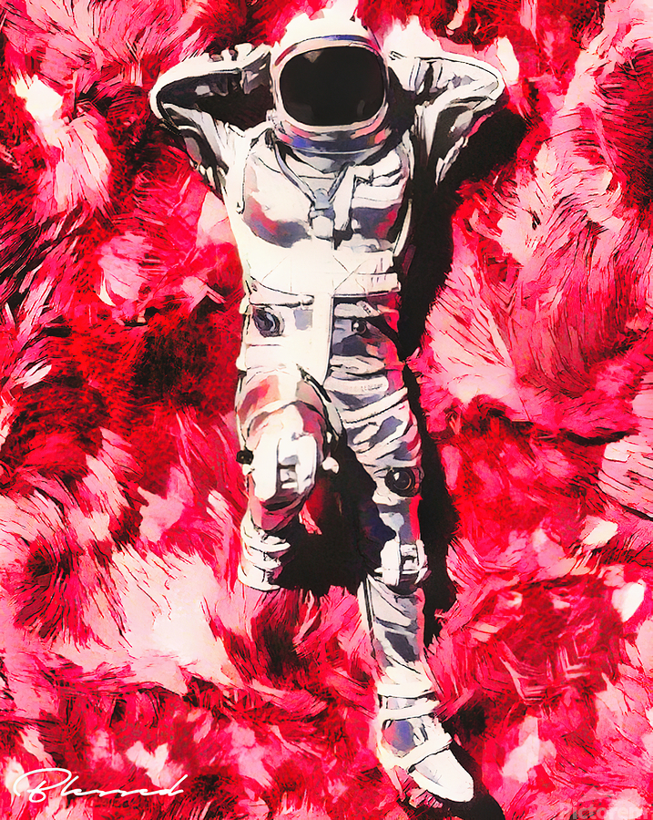 Astronaut in the Ruby Clouds by Blessed Wall Art