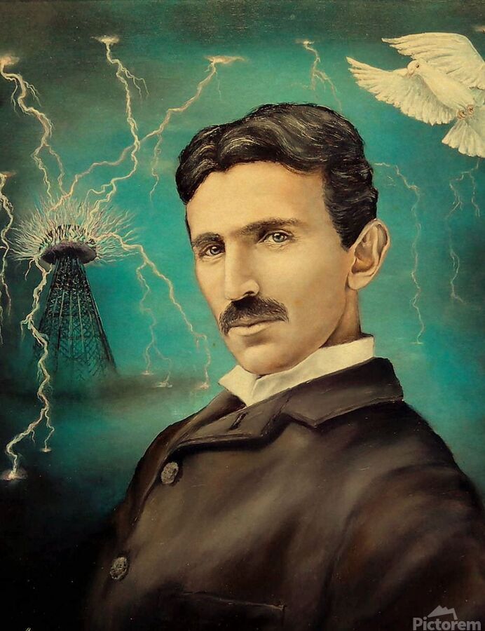 Vintage Poster Nikola Tesla by Nelly77 Wall Art