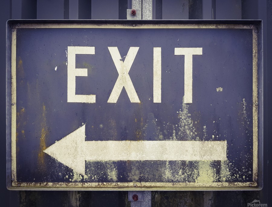 Old Abandoned Exit Sign by Sorensen Images Wall Art