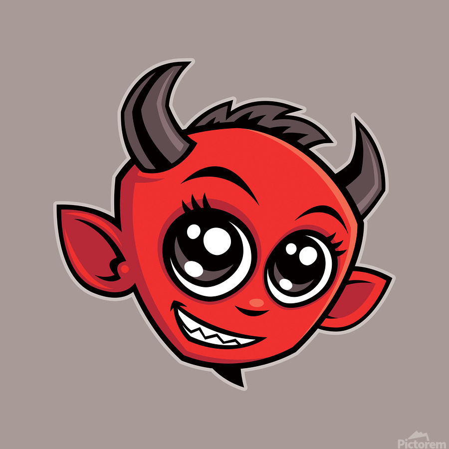 Cute Smiling Cartoon Devil by fizzgig Wall Art