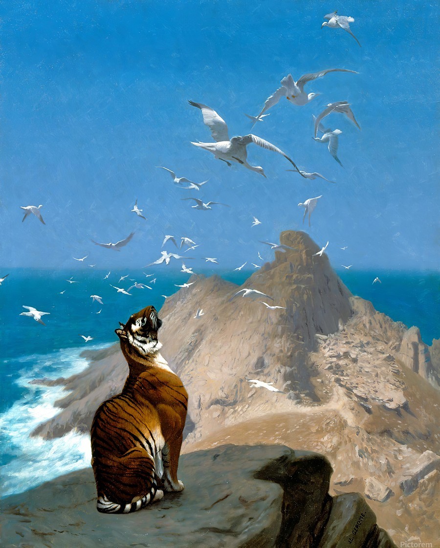Tiger Observing Cranes by Jean-Leon Gerome Wall Art