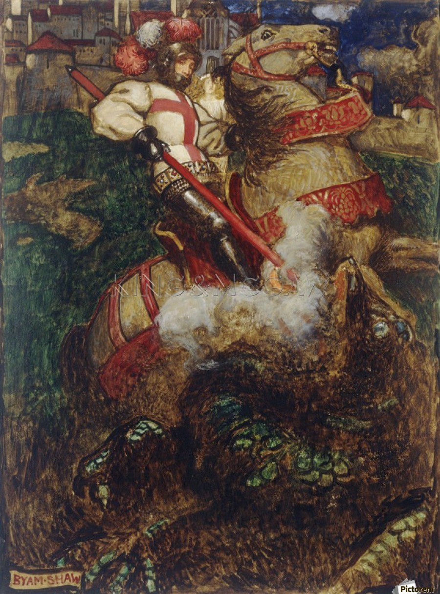 St George Slaying The Dragon by John Byam Liston Shaw Wall Art