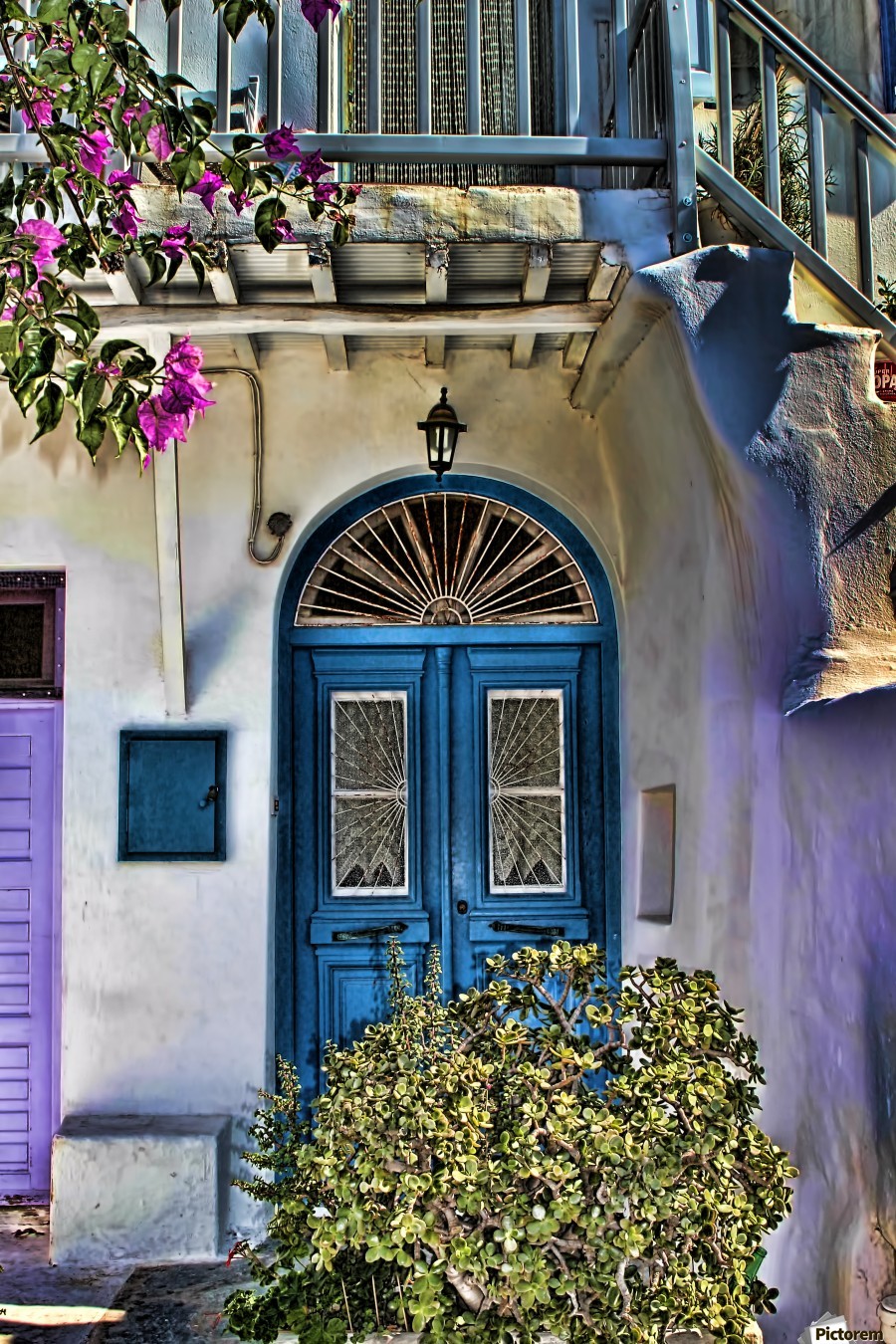 the blue door santorini by tom Prendergast Wall Art