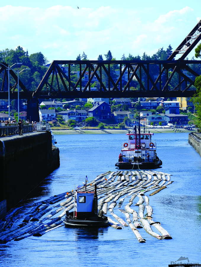 Log Boom Leaving Locks by Rik Katz Wall Art