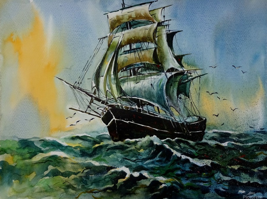 Old Ship Classics 1 Painting By Sumit Datta by Sumit Datta Wall Art