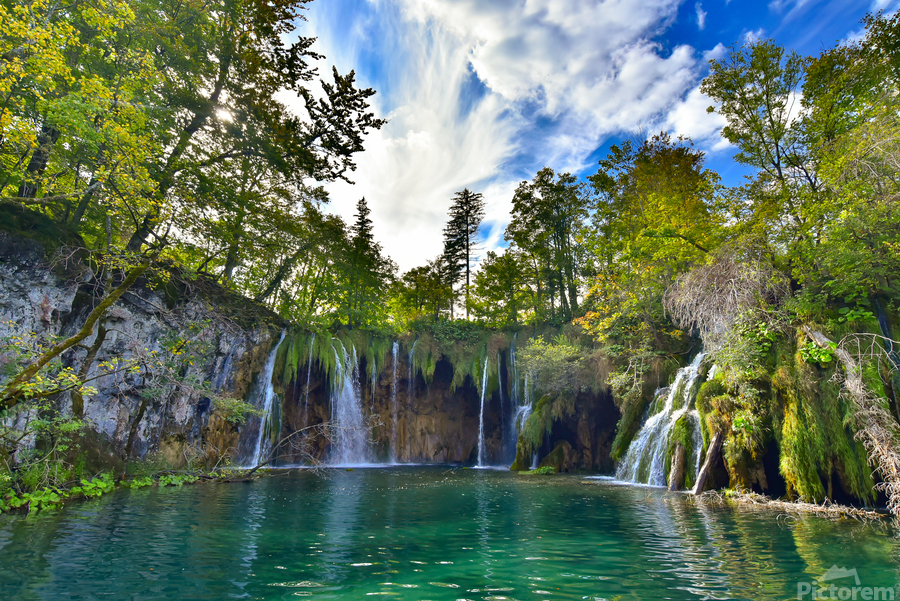 Waterfall in Plitvice Lakes National Park in Croatia by Mo Wu Wall Art