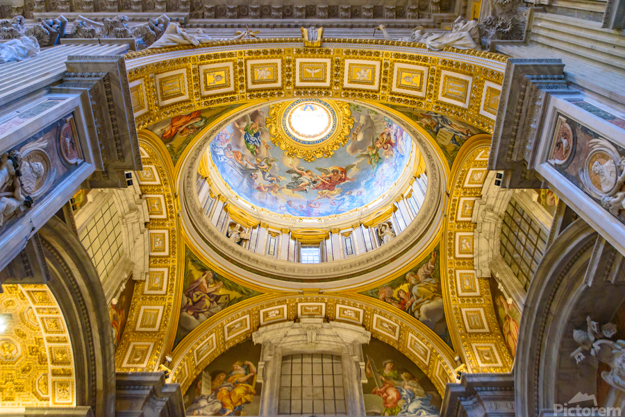 Interior of St. Peters Basilica in Vatican by Mo Wu Wall Art