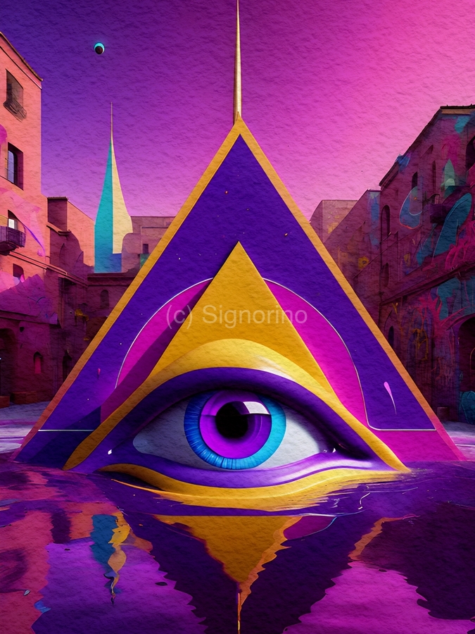 Mystic Esoteric Third Eye Purple Dystopian city at night by Signorino ...