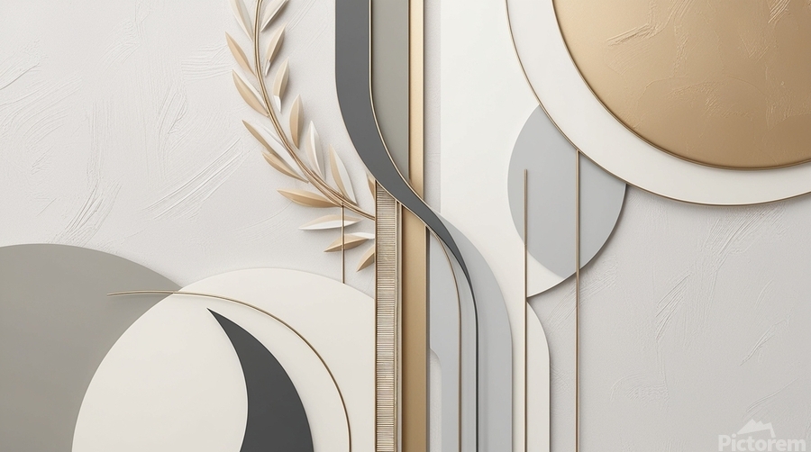A minimalist abstract artwork featuring flowing undulating lines and ...