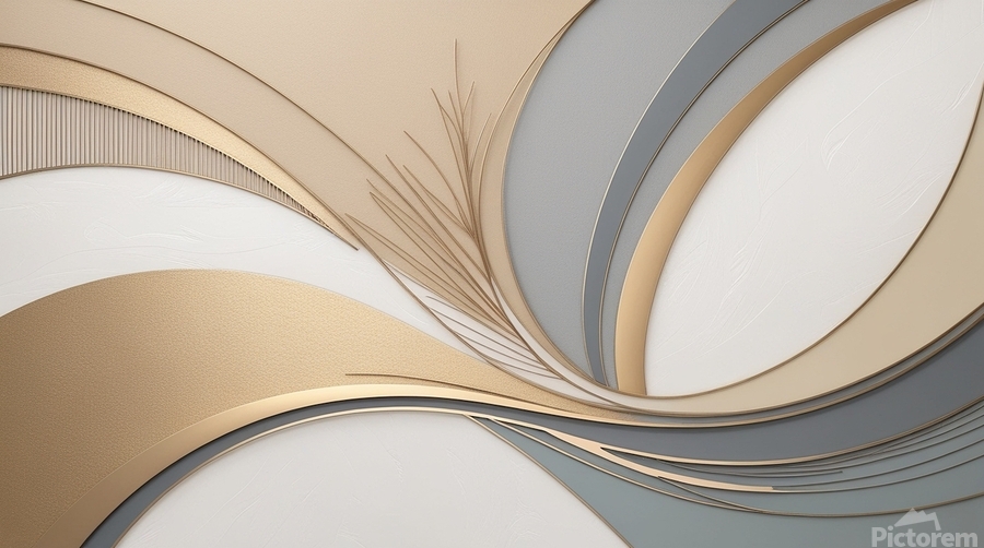 A minimalist abstract artwork featuring flowing undulating lines and ...