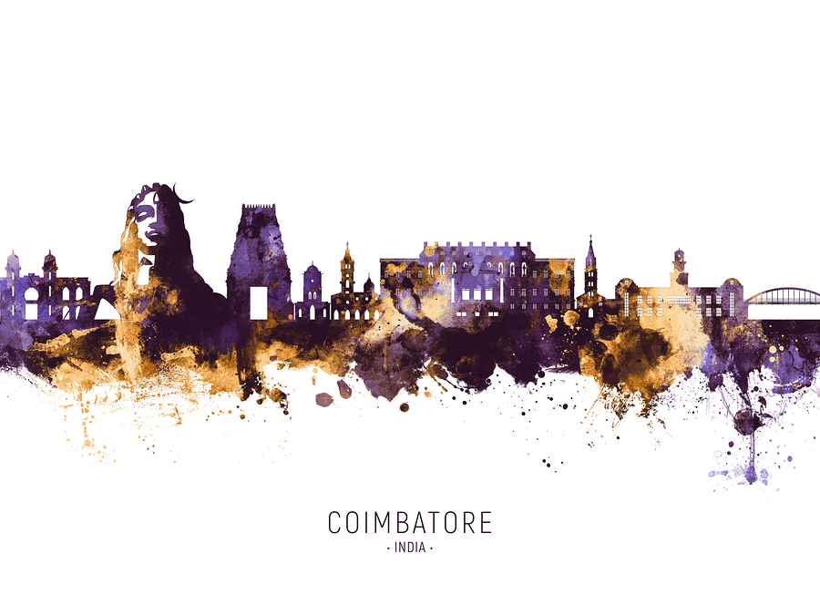 Coimbatore Skyline India by Michael Tompsett Wall Art