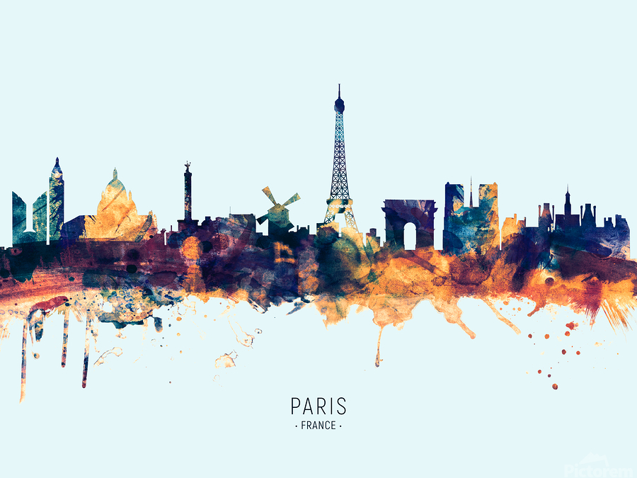 Paris France Skyline by Michael Tompsett Wall Art