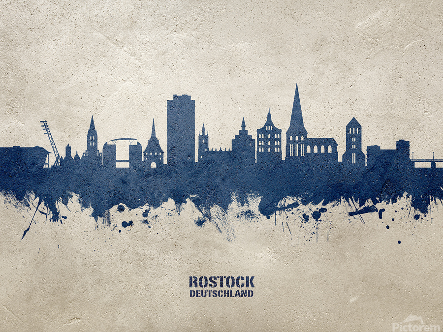 Rostock Germany Skyline by Michael Tompsett Wall Art