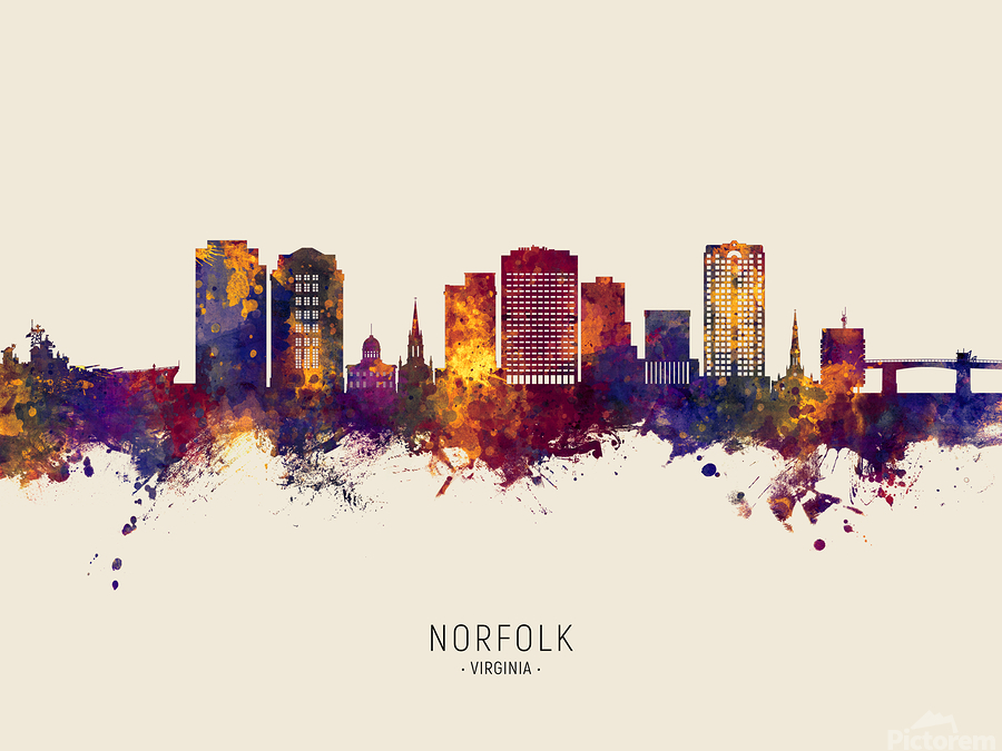 Norfolk Virginia Skyline by Michael Tompsett Wall Art
