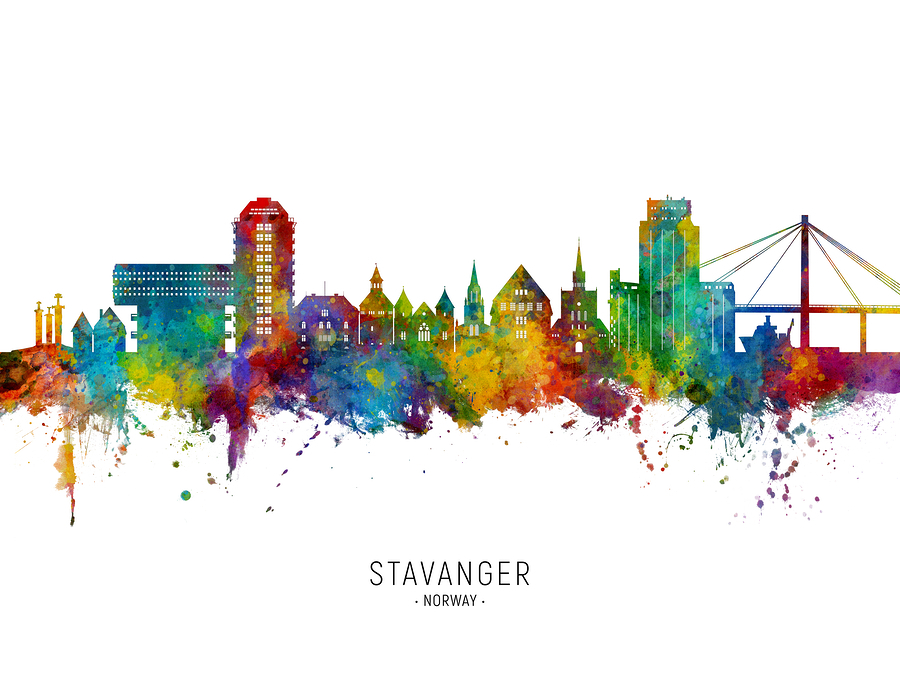 Stavanger Norway Skyline by Michael Tompsett Wall Art
