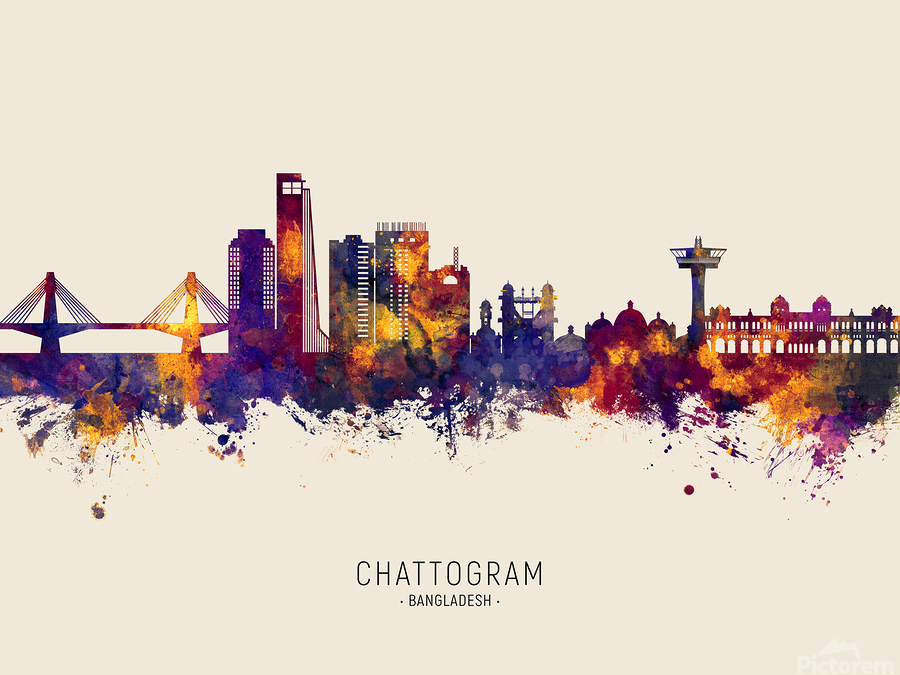 Chattogram Bangladesh Skyline by Michael Tompsett Wall Art