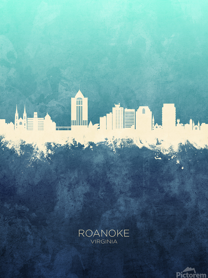 Roanoke Virginia Skyline by Michael Tompsett Wall Art
