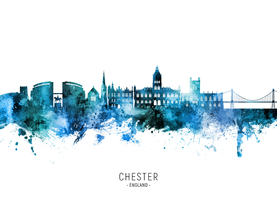 Chester England Skyline by Michael Tompsett Wall Art