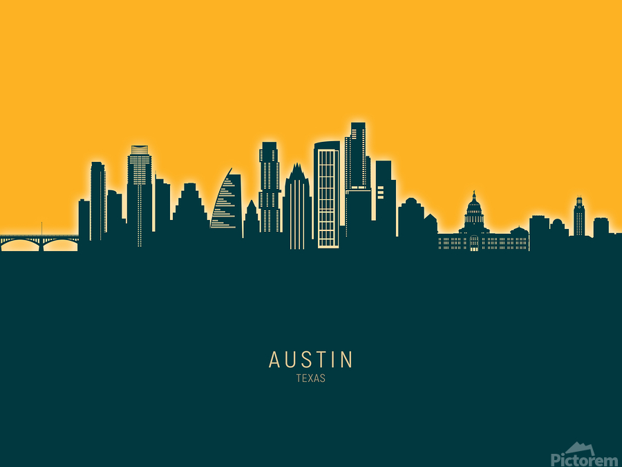 Austin Texas Skyline by Michael Tompsett Wall Art