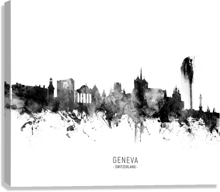 Geneva Switzerland Skyline by Michael Tompsett Wall Art