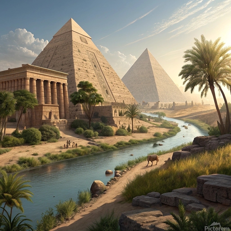 ancient egyptian civilization with pyramids hie by HomeWhisper Wall Art