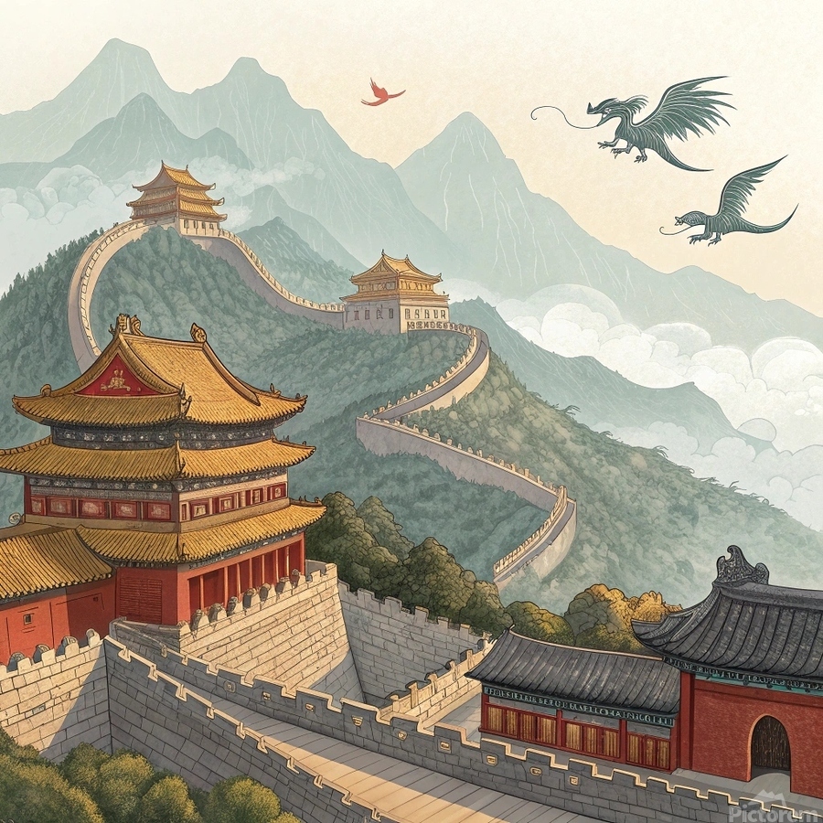 ancient chinese dynasties featuring the great wa by HomeWhisper Wall Art