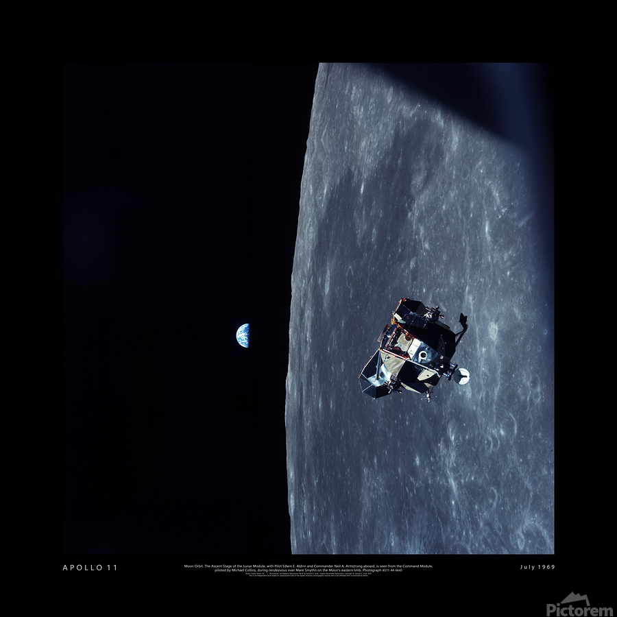 Apollo 11 Moon Orbit AS11-44-6642 Restored by Samuel G Solar Wall Art