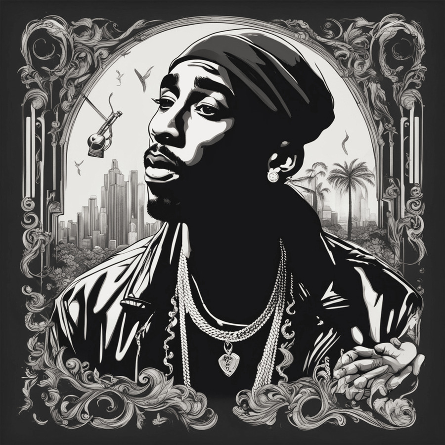 AI art 2PAC Tupac Shakur remembered 2 by TOPARTGALLERY Wall Art