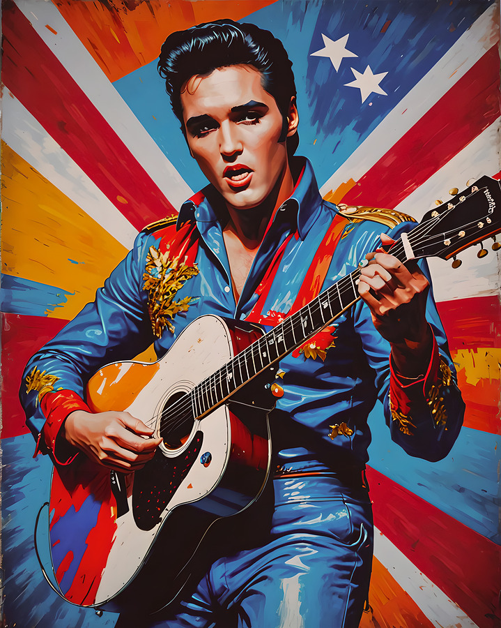 AI Art Pop Art Superstars Elvis Presley 1 by TOPARTGALLERY Wall Art