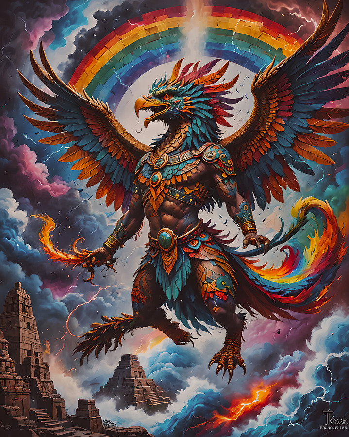 AI art Mexican Folk Art ancient Aztec gods with Quetzalcoatl 2 by ...