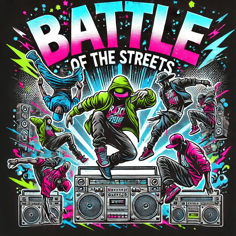 A hip hop dance battle design featuring dancers i by TOPARTGALLERY Wall Art