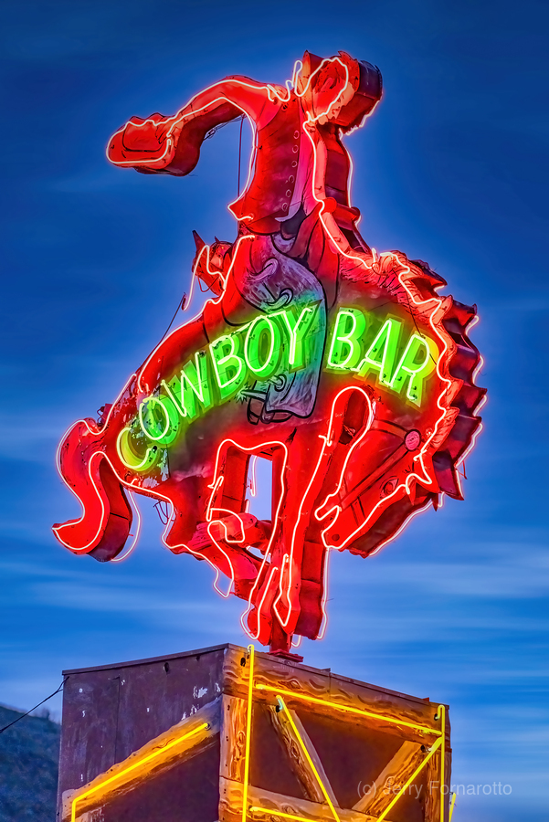 Cowboy Bar Neon by Jerry Fornarotto Wall Art