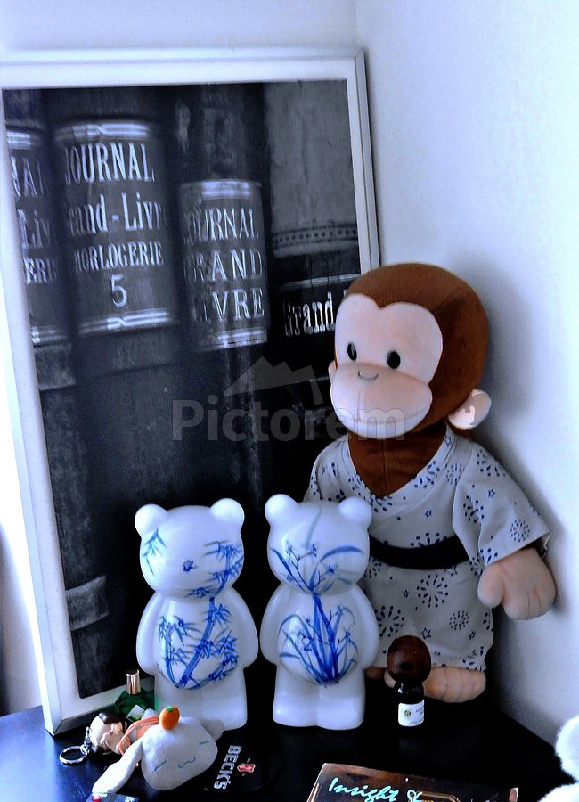 Hong Kong-SL - Monkey and Cat for Display by Clement Tsang Wall Art