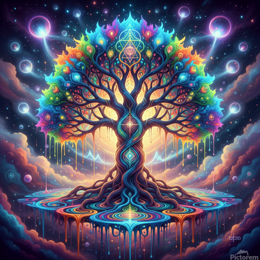 Vibrant Cosmic Tree of Life Art | Psychedelic Trippy Aesthetic by ...