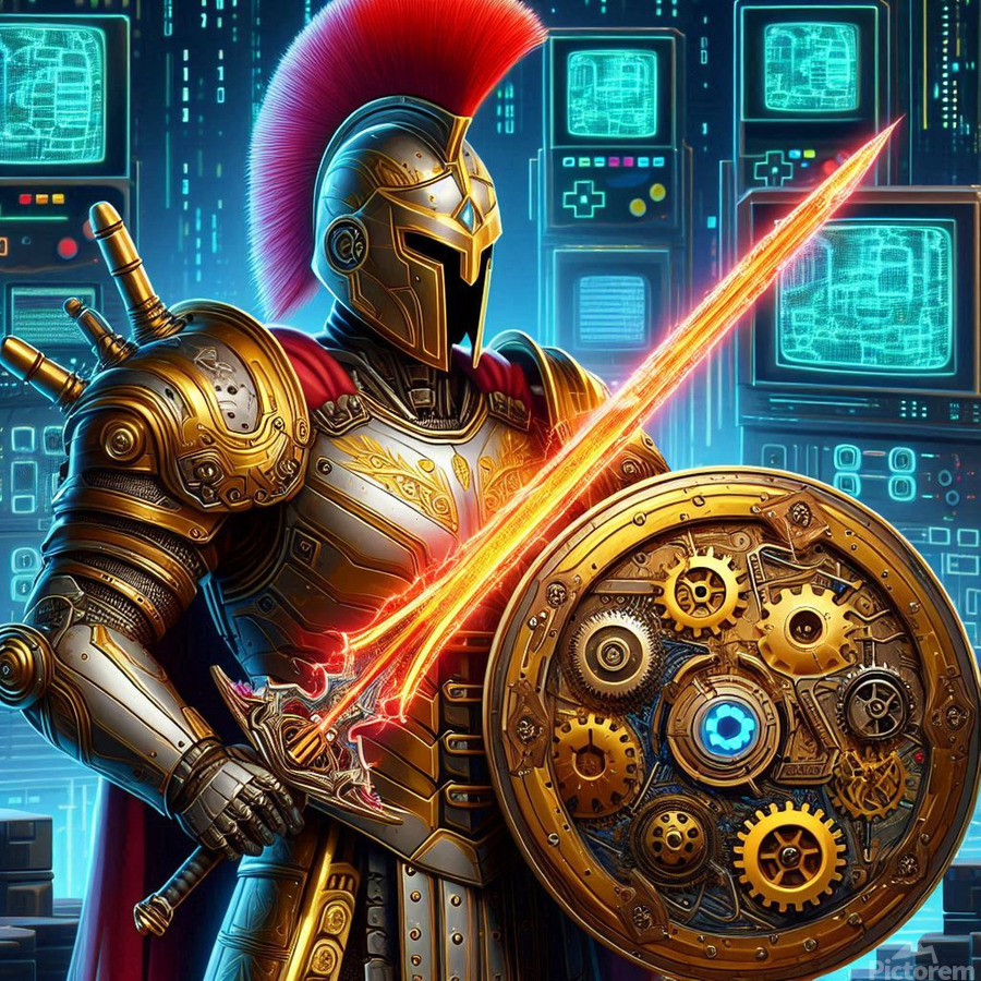 spartan steampunk red gamer 15 by KATHEO Wall Art