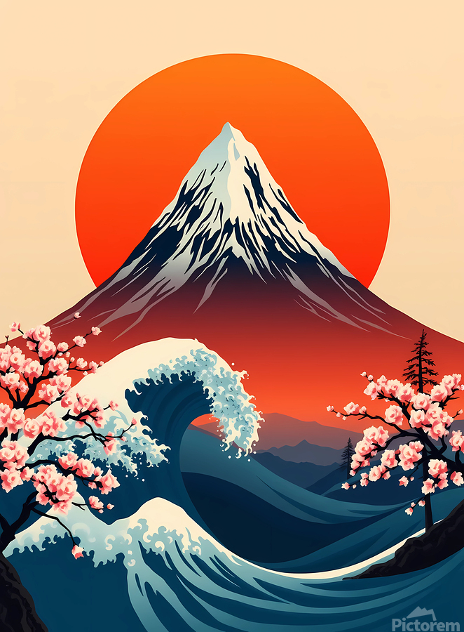Waves of Harmony – Mount Fuji at Sunrise by Signora Wall Art