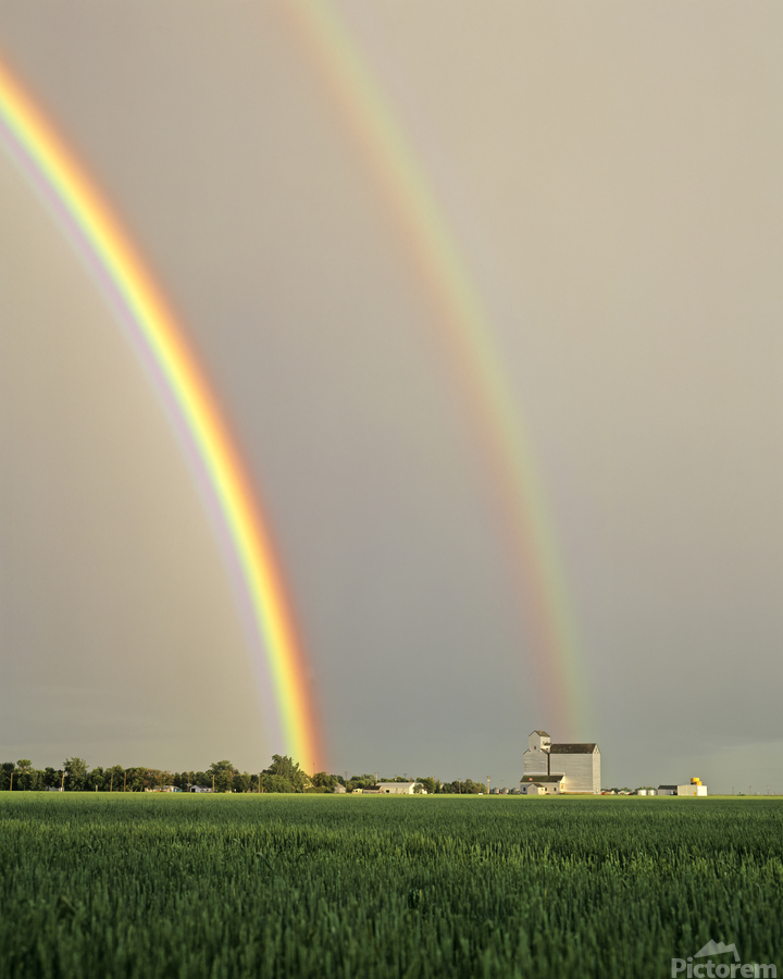 Rainbow Over Grain Elevator by Dave Reede Photohgraphy Wall Art