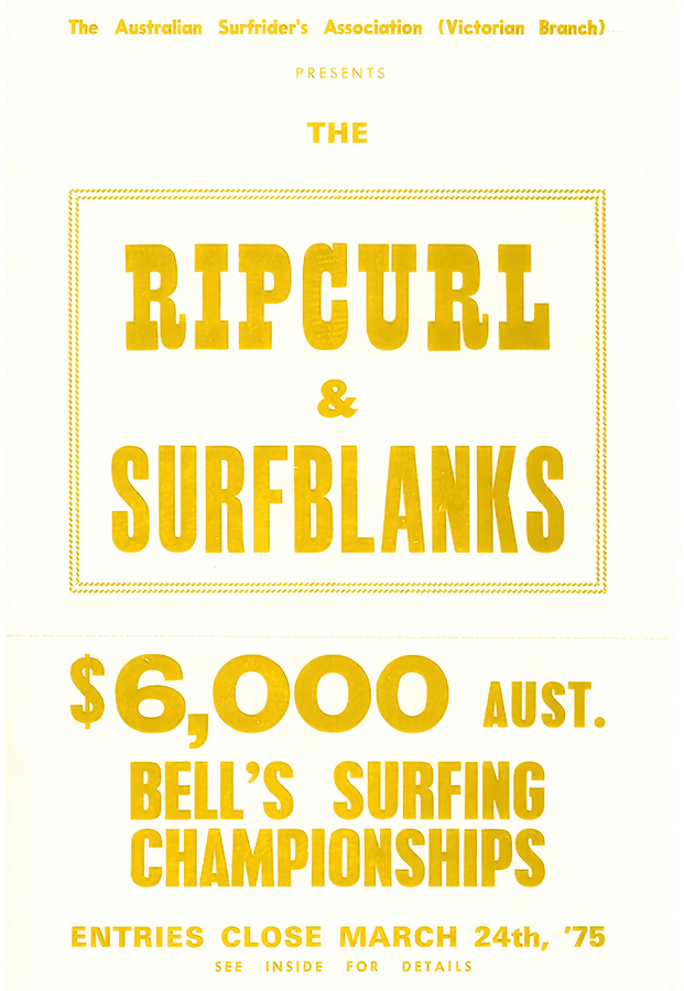 1975 RIP CURL Surf Competition Poster by Surf Posters Wall Art