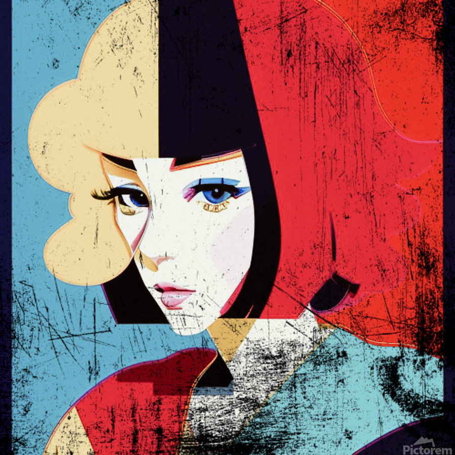 Lady in Blue and Red by Ideation Gallery Wall Art