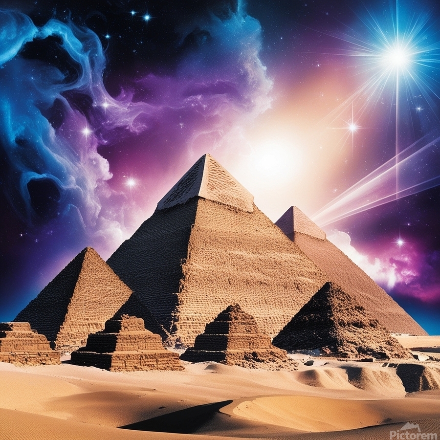 Cosmic Pyramids of Giza by osama eisa EL SHAHAT Wall Art