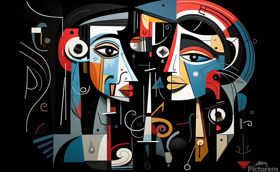 Cubist Abstract Women Merging Together by John D Williams Wall Art