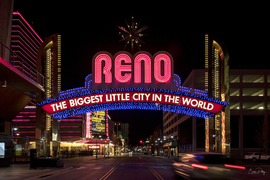 Reno Pink Arch Sign by Evan Petty Photography Wall Art