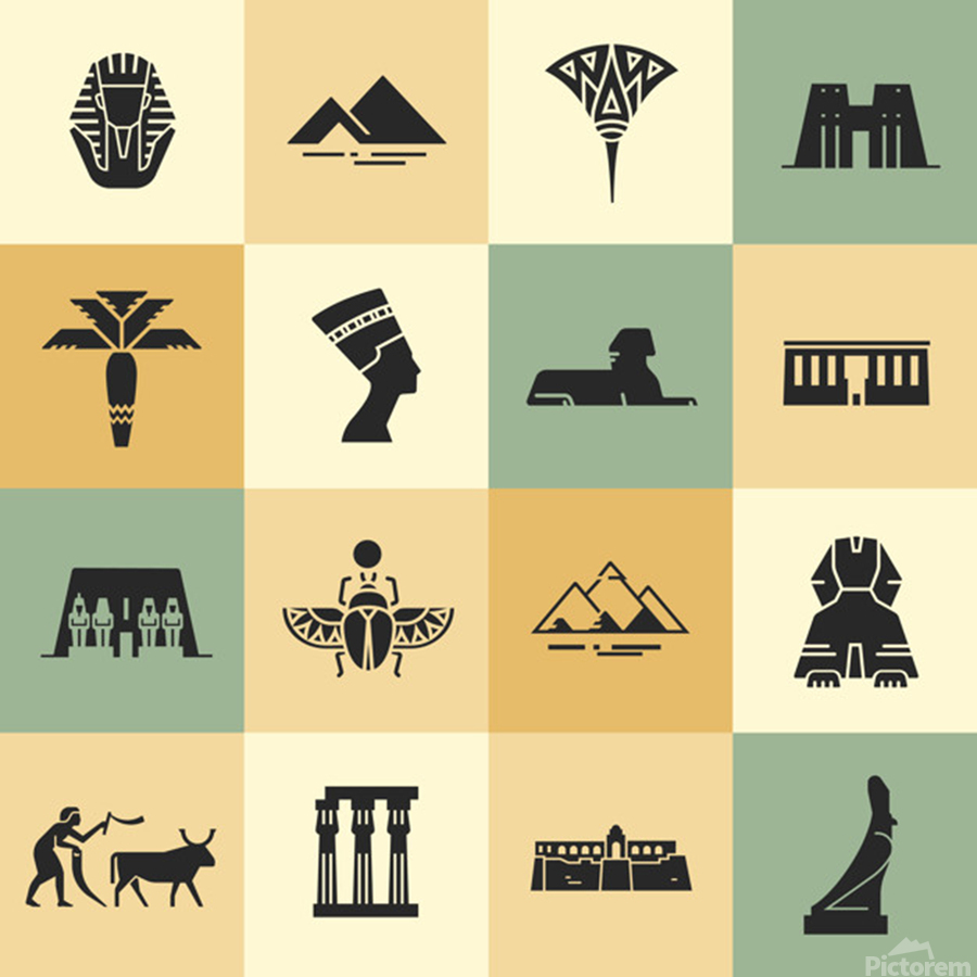 egyptian flat style icons by Hannah99 Wall Art