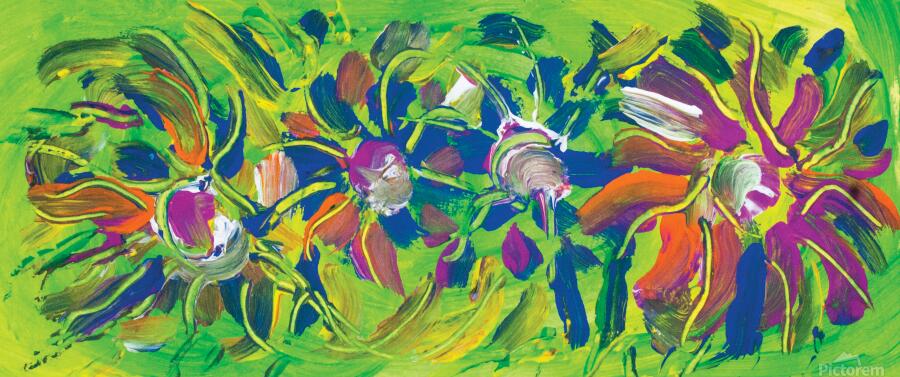 abstract multicolored flowers by BBS Art Wall Art